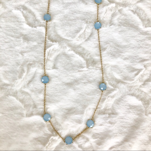 Jewelry | Light Blue And Gold Long Necklace | Poshmark